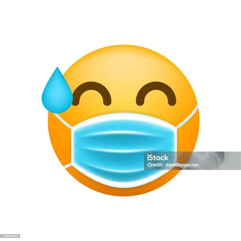 흰색 배경에 얼굴 마스크와 귀여운 무서운 이모티콘 격리된 벡터 일러스트레이션 3차원 형태에 대한 스톡 벡터 아트 및 기타 이미지 3차원 형태 감정 건강관리와 의술