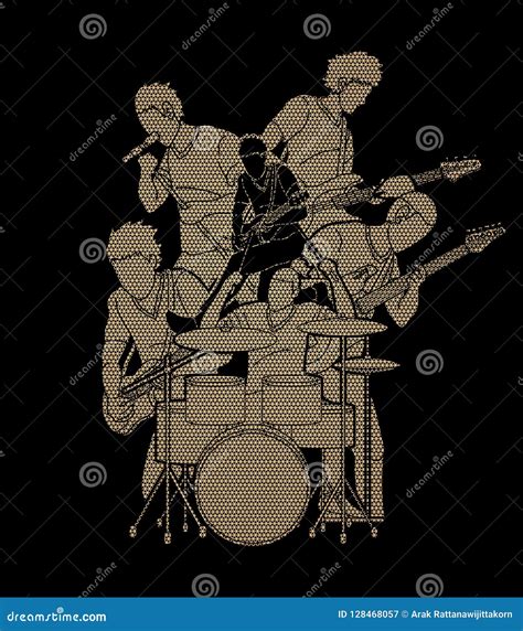 Musician Playing Music Together Music Band Graphic Vector Stock Vector Illustration Of Party