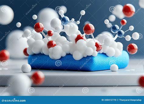 Abstract Molecular Structure Model Close Up Of Molecules On A Blue
