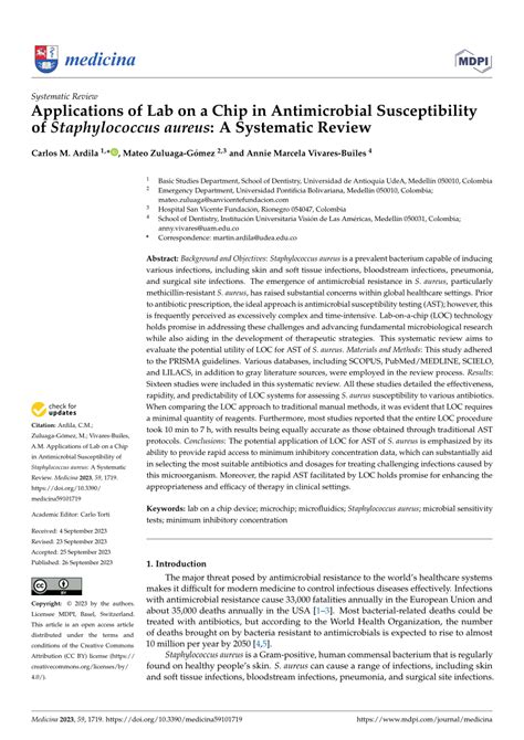 Pdf Systematic Review Applications Of Lab On A Chip In Antimicrobial Susceptibility Of