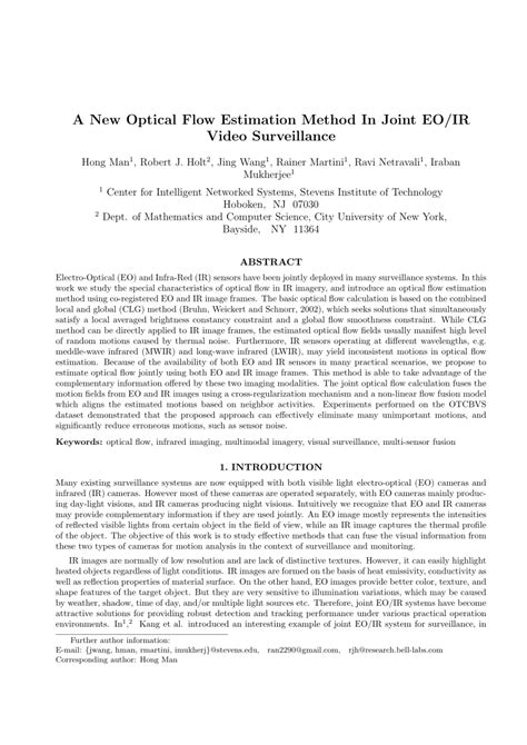 Pdf A New Optical Flow Estimation Method In Joint Eoir Video