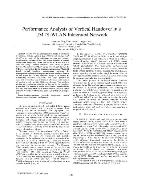 pdf performance analysis of vertical handover in a umts wlan