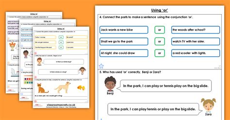 Year 1 Using ‘or Homework Extension Conjunctions Classroom Secrets