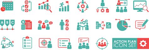 Action Plan Icon Set Vector Illustration Containing Planning Analysis