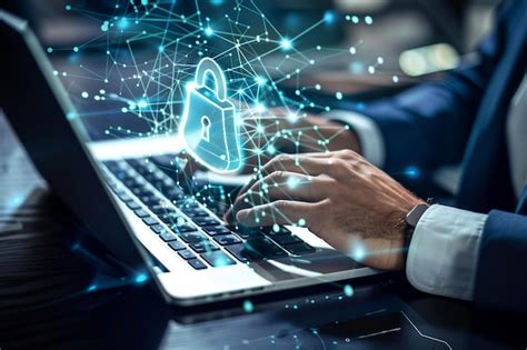 Premium Photo Cyber Security Network Data Protection Concept Businessman Using Laptop Computer