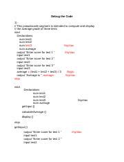 Debug The Code Ch Docx Debug The Code This Pseudocode Segment Is Intended To Compute And