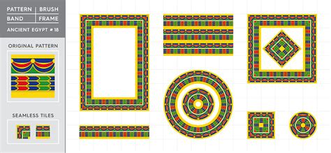 고대 이집트 국가 장식 패턴 No 18 이집트 브러쉬 밴드 테두리 프레임입니다 원 및 정사각형 프레임 원활한 타일 이집트 문화에 대한 스톡 벡터 아트 및 기타 이미지