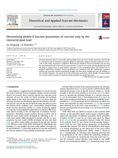Pdf Determining Double K Fracture Parameters Of Concrete For Compact