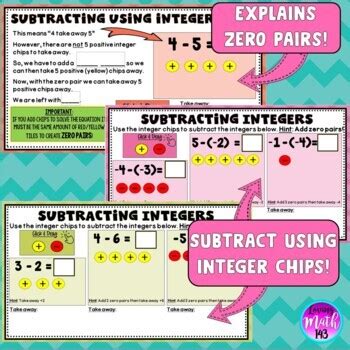 Subtracting Integers Using Integer Chips And Number Lines DIGITAL Activity