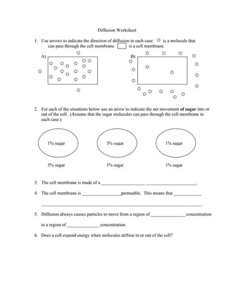 Diffusion Worksheet Ks4
