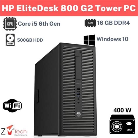 HP EliteDesk 800 G2 Tower PC Core I5 6th Gen 16 GB DDR4 RAM 500GB Hard Disk 400W PSU