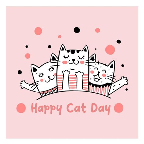 Premium Vector Happy Cat Day Illustration
