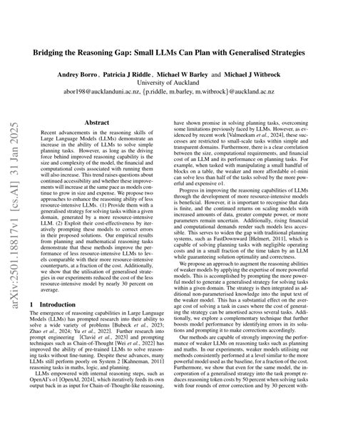 Pdf Bridging The Reasoning Gap Small Llms Can Plan With Generalised Strategies