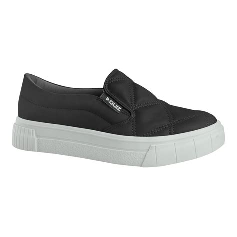 Tênis Quiz 631916 05 Chunky Sola Alta Sem Slip On Cadarço Feminino Preto