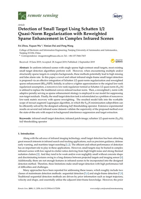 Pdf Detection Of Small Target Using Schatten 1 2 Quasi Norm