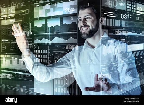 Enthusiastic Programmer Feeling Glad While Touching The Screen Of His