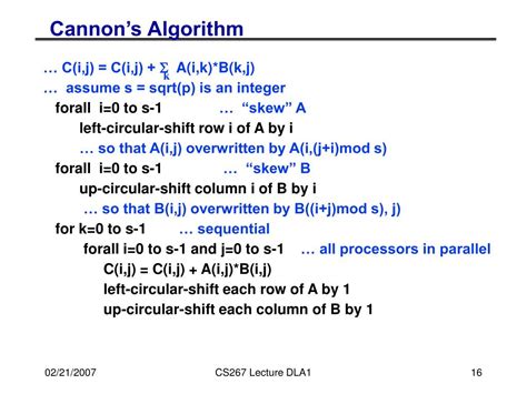 ppt cs 267 dense linear algebra parallel matrix multiplication