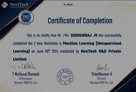 Machine Learning And Unsupervised Learning 2 Hr Workshop Certificate