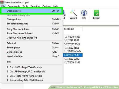 How To Use Winrar To Fix Corrupted Rar And Zip Archives Steps