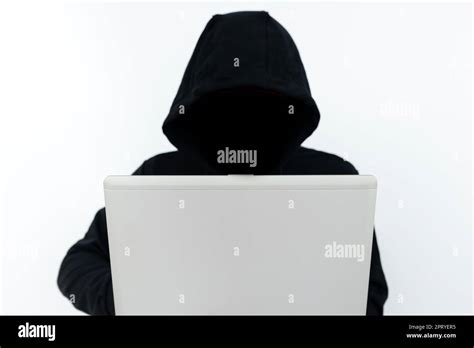 Man Standing With Laptop Presenting Cyber Security Stock Photo Alamy