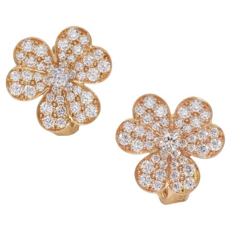 Van Cleef And Arpels Frivole Diamond Gold Flower Earrings At 1stdibs
