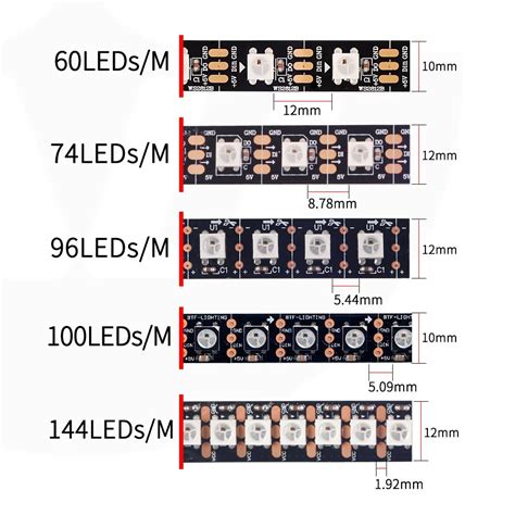 פסי תאורת לד m m m WS B pixels leds m Smart led pixel strip Black