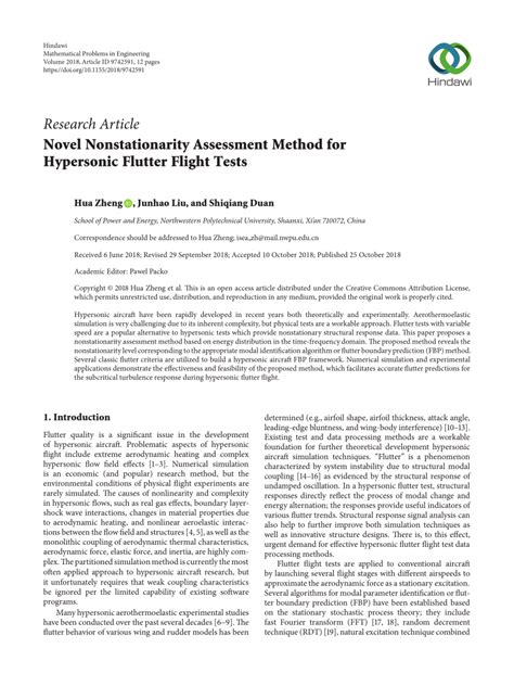 Pdf Novel Nonstationarity Assessment Method For Hypersonic Flutter Flight Tests