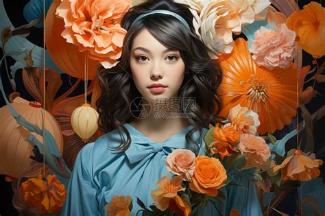 美丽的黑发女孩插画图片下载 正版图片600409257 摄图网