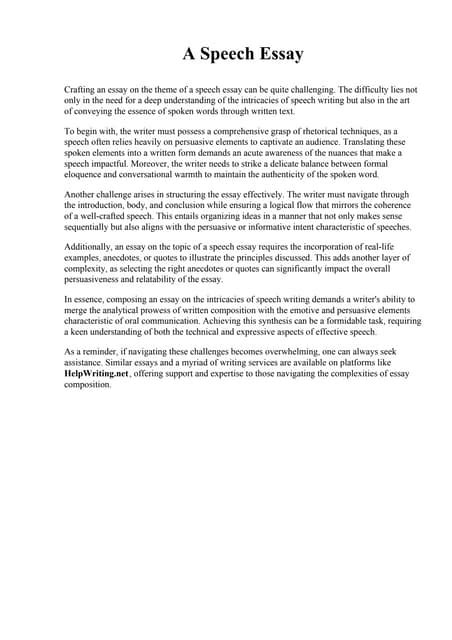 Speech Sample Essay Logos Evangelical Seminary Pdf