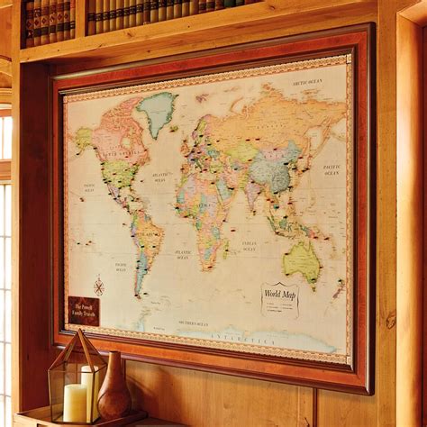 Framed Wall Map Of The World At Fred Rollins Blog