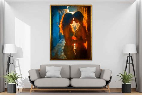 Lgbtq Romantic Naked Lesbian Couple Canvas Wall Art Intimate Lgbt