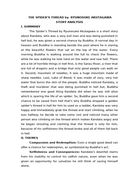 The Spiders Thread Analysis 1 Pdf Salvation Hell