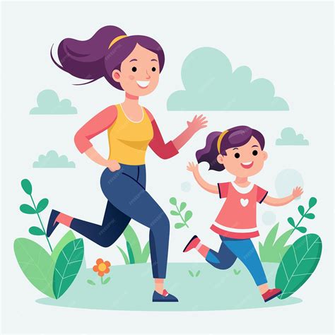 Premium Photo Vector Cartoon Illustration Of Mother And Daughter