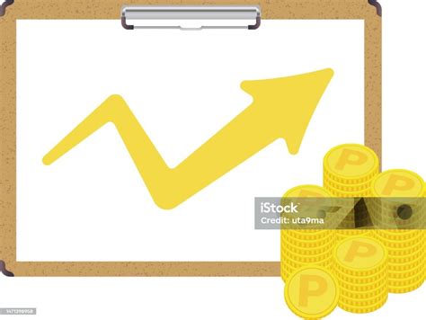 A Horizontal Binder With An Arrow Pointing Upwards A Stack Of Coins In