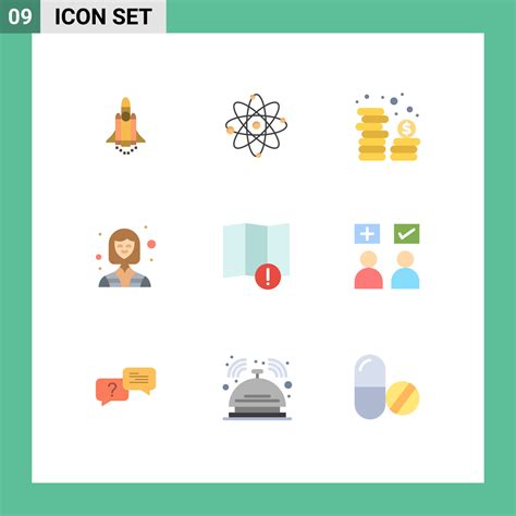 9 Thematic Vector Flat Colors And Editable Symbols Of Map Worker Cash Woman Female Editable