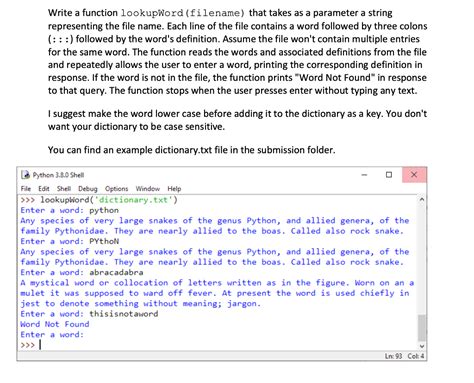 solved write a function lookupword filename that takes as