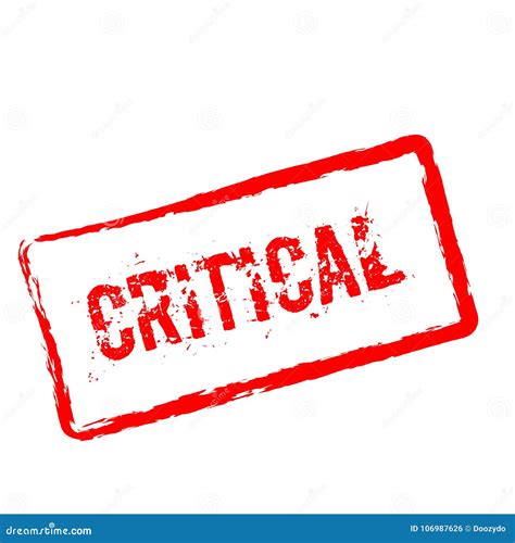 Critical Red Rubber Stamp Isolated On White Stock Vector