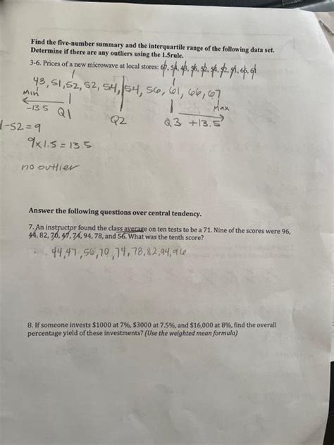 Solved Find The Five Number Summary And The Interquartile Chegg