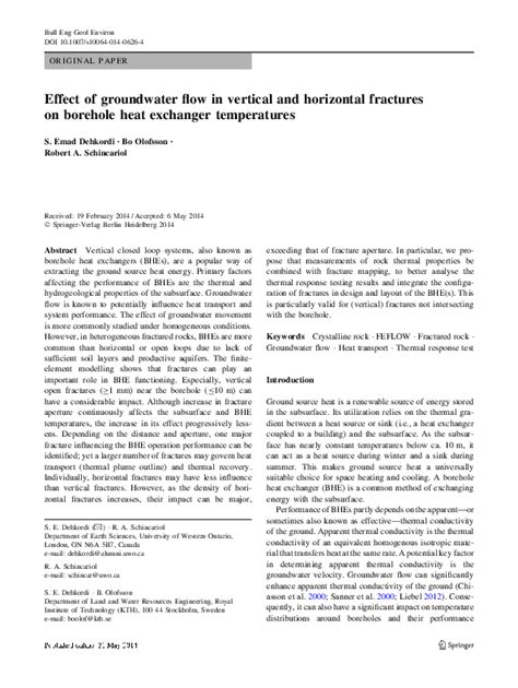 Pdf Effect Of Groundwater Flow In Vertical And Horizontal Fractures