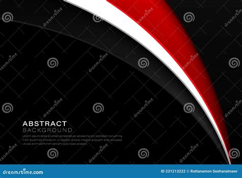 Abstract Red White Curve Shape Overlap Layer Design On Black Background Modern Simple Template