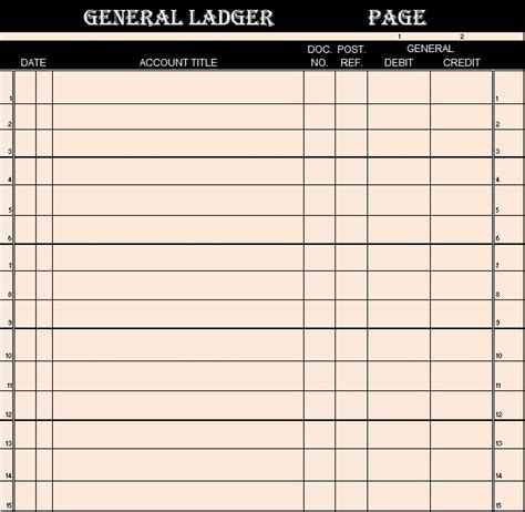 General Ledger Templates Free Report Templates
