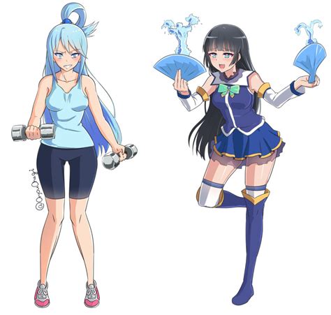 Safebooru 2girls Amamiya Sora Aqua Konosuba Aqua Eyes Aqua Hair