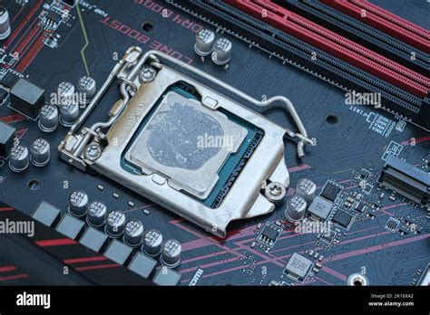 Pc Cpu With Dried Thermal Paste On Hi Tech Motherboard Computer