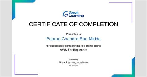 Greatlearningacademy Greatlearning Glacertificate Awscloud Awscommunity Awsdevops Poorna