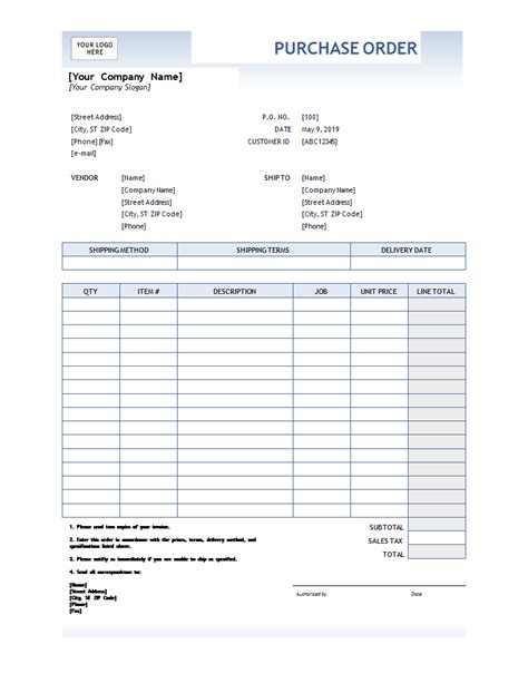 Purchase Order Invoice Excel Template Templates At