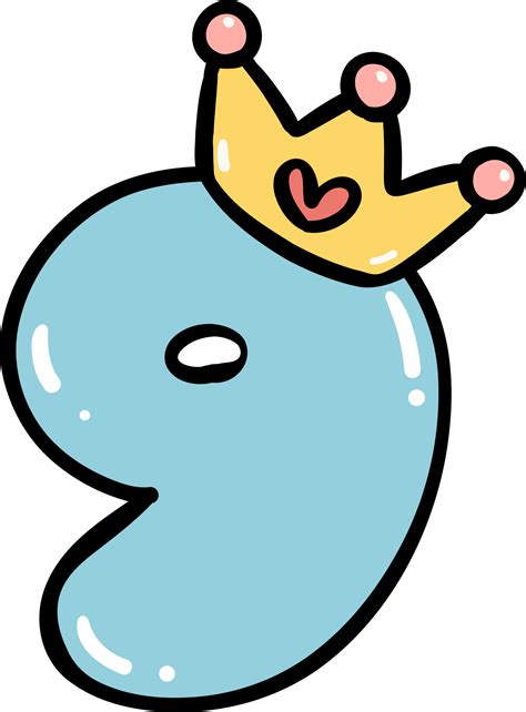 Linda Número 9 9 Cumpleaños Ilustración Garabatear Describir Niños