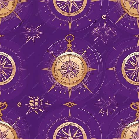 Premium Ai Image A Close Up Of A Purple Background With A Gold Compass Generative Ai