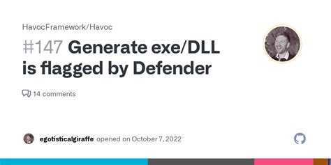 generate exe dll is flagged by defender · issue 147 · havocframework