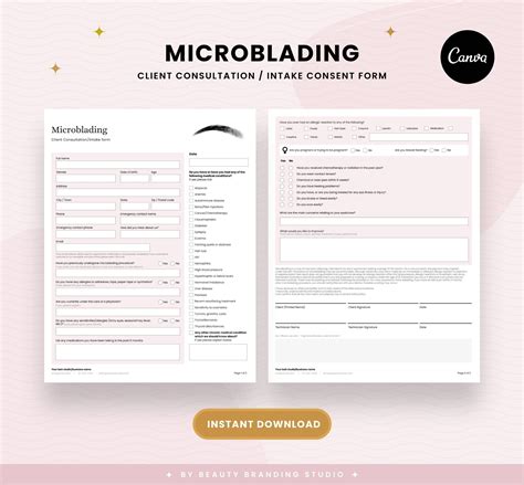Permanent Makeup Forms Editable Pmu Consent Form Template Printable Client Intake Forms Pmu