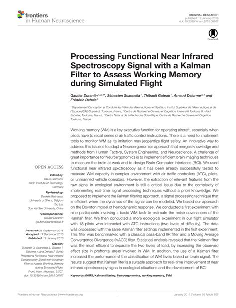 Pdf Processing Functional Near Infrared Spectroscopy Signal With A Kalman Filter To Assess
